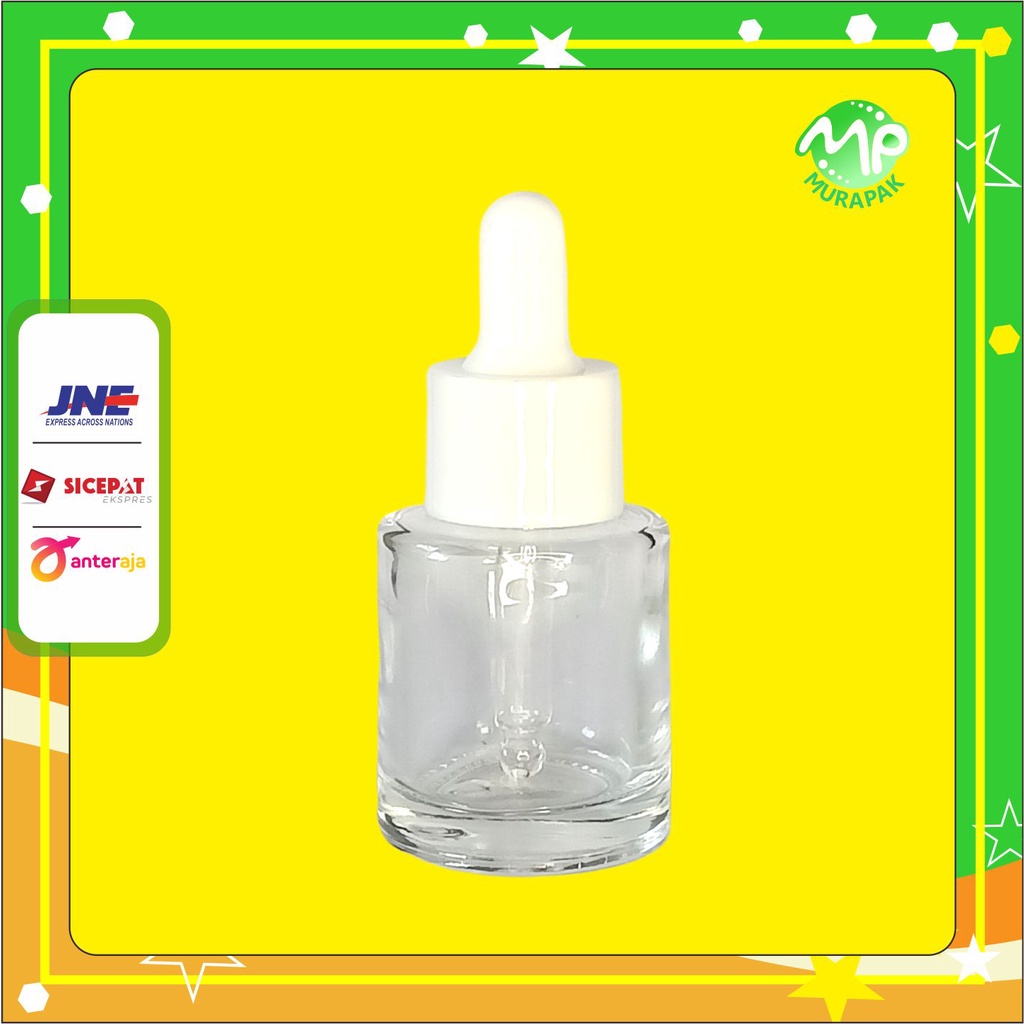 Jual BOTOL PIPET 20ml KACA BENING TEBAL BAHU DATAR RING PUTIH KARET ...