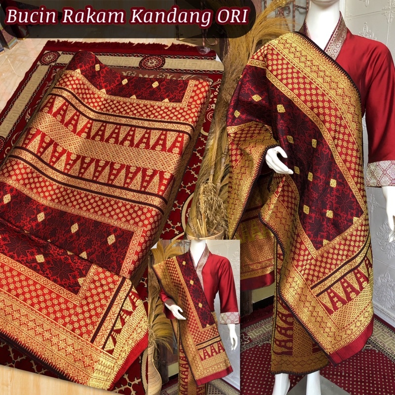 Jual Songket Bunga Cina Rakam Merah ORI / songket tenun asli palembang /ilham songket palembang ...