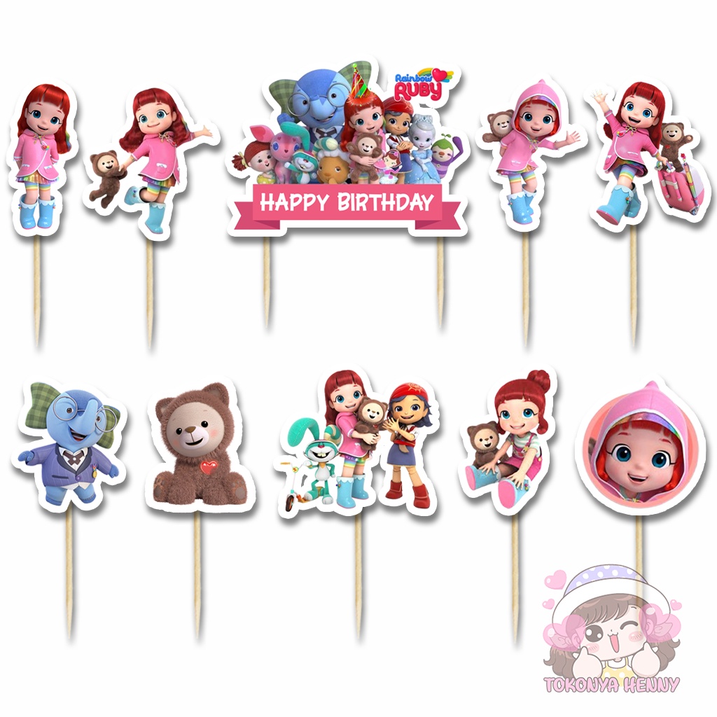 Jual Topper Cake Hiasan Kue Ulang Tahun Anak motif RAINBOW RUBY (a) | Shopee Indonesia