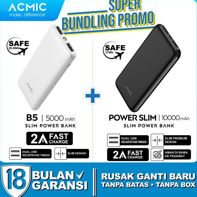 Jual ACMIC PowerSlim 10000mAh Slim PowerBank 2A Fast Charge | Shopee ...