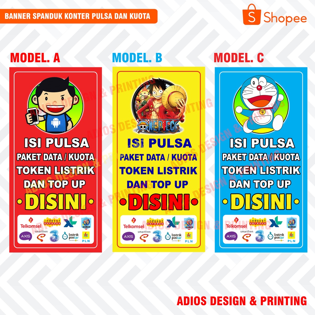 Jual BANNER SPANDUK KONTER PULSA DAN KUOTA VARIASI GAMBAR KARTUN ...