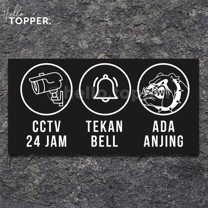 Jual Sign Akrilik Tekan Bell CCTV 24 Jam Awas Anjing Acrylic Signage ...