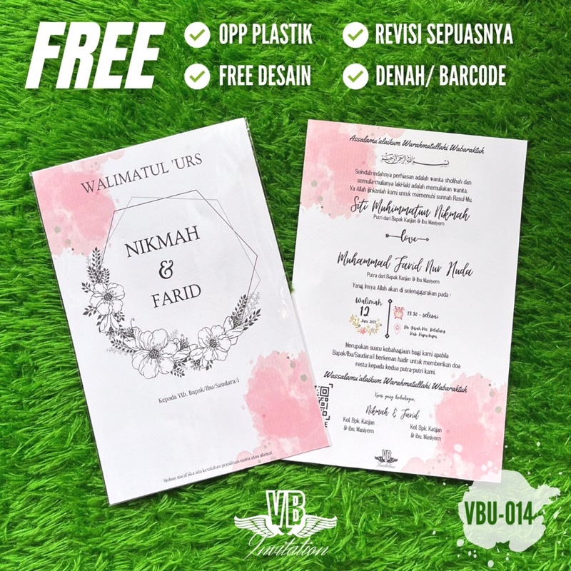 Jual UNDANGAN WEDDING UNDANGAN RUSTIC FLOWER PINK UNIK KERTAS MEWAH ...