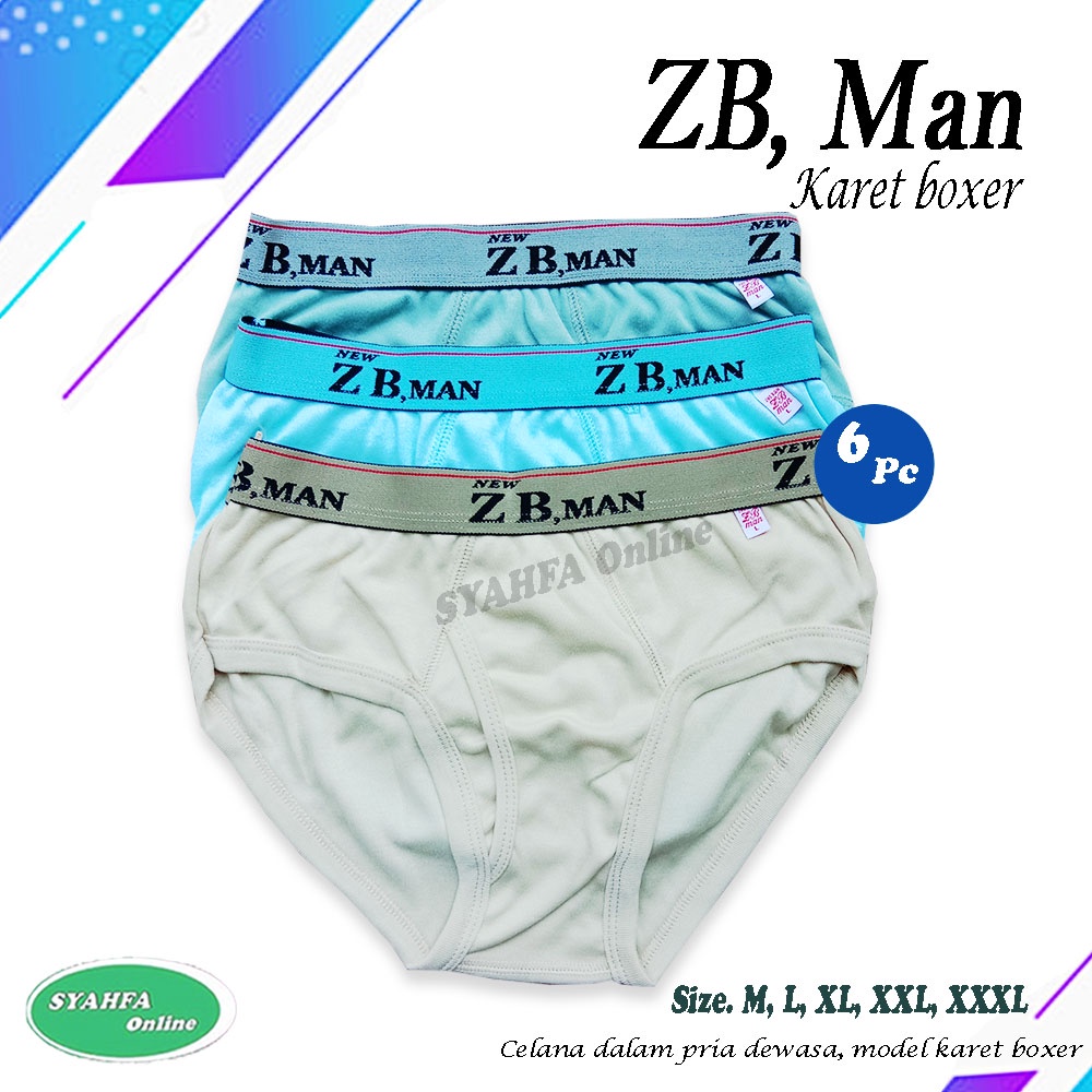 Jual ( 6pc - 12pc ) CD ZB Man Boxer | Celana Dalam Pria ZB-Man Kerut ...