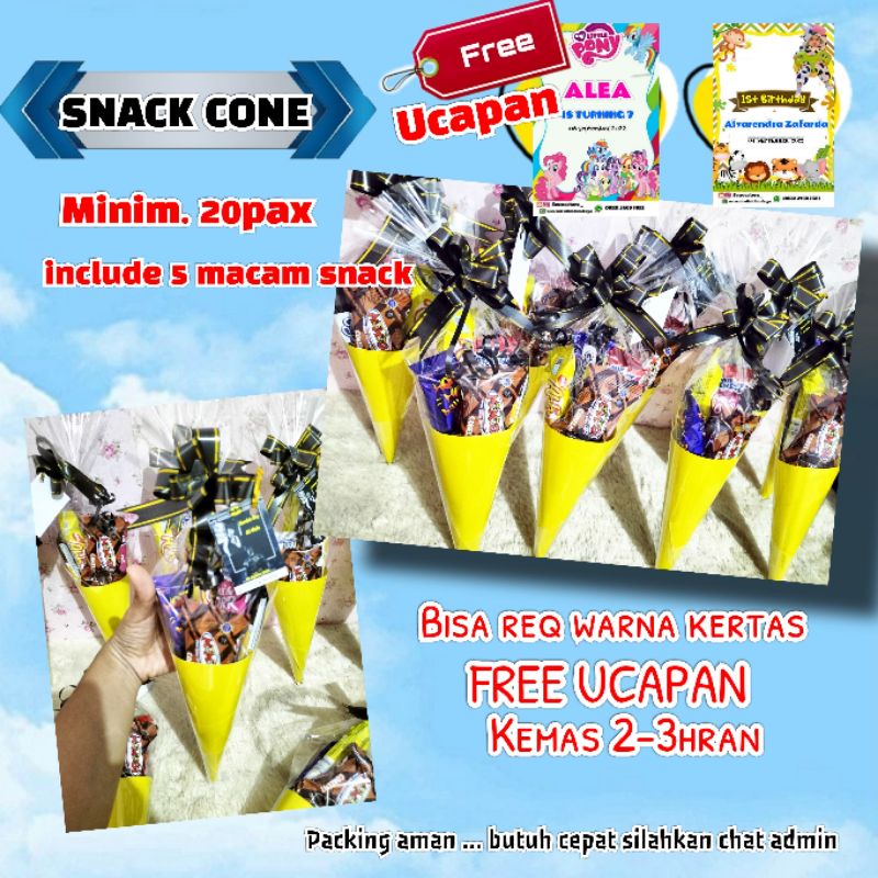 Jual Cone snack || Snack Ultah cone || Paket snack ultah mini ...