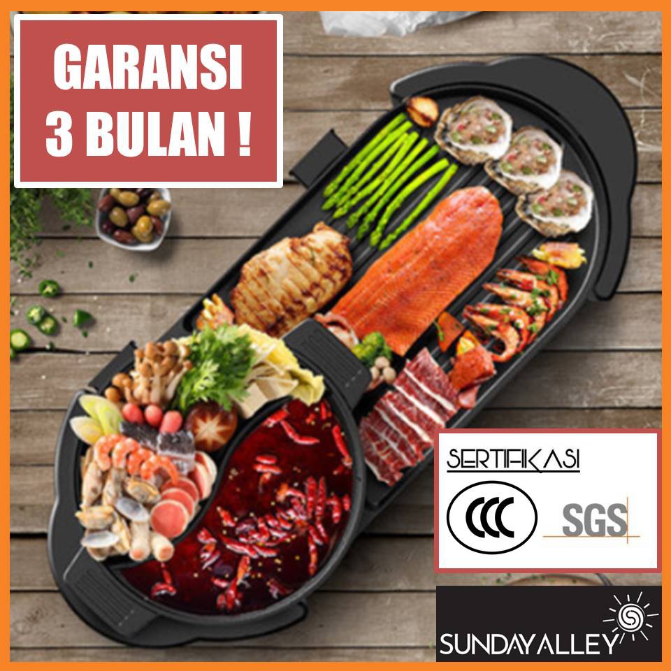 Jual Sunday Alley - 2 in 1 Shabu Grill Pan Elektrik Listrik Anti ...
