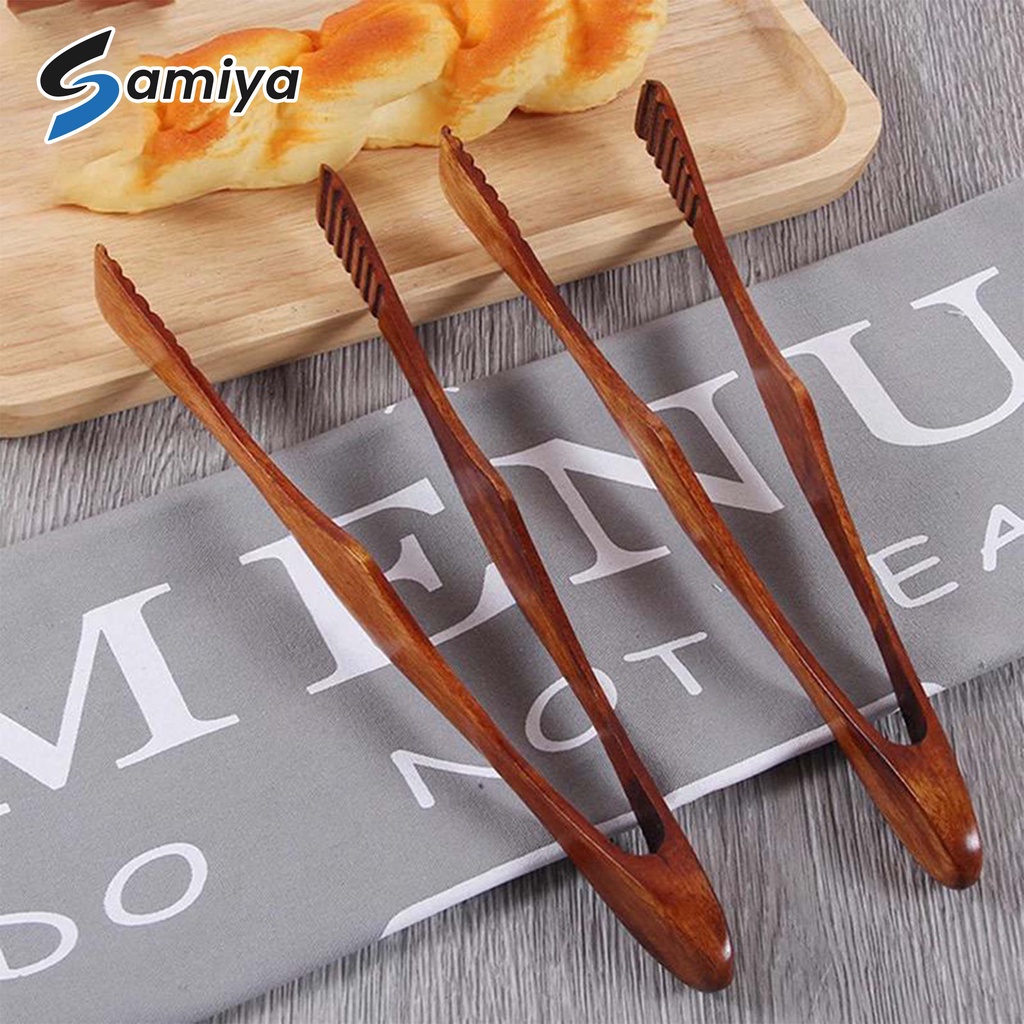Jual wooden food tong multipurpose / wood clip BBQ meat bread dessert ...