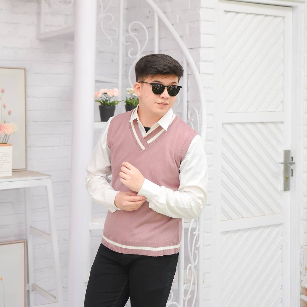 Jual Milku Vest List Rajut Polos / Rompi Rajut Polet / Outer Knit Black ...