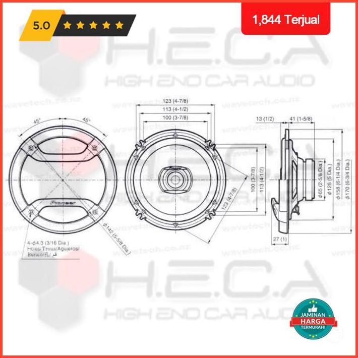 Jual Extra Cashback Pioneer Ts-F1634R Speaker Coaxial Mobil Tsf1634R Ts F1635 R 2Way Exclusive ...