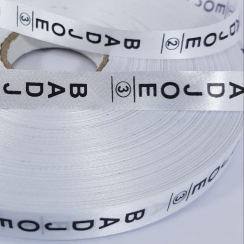 Jual Label baju 1,3cm bahan satin putih panjang bahan 25 metermeter ...