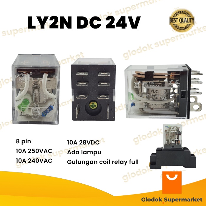 Jual Relay LY2N DC 24V 8 pin Riley 24 Volt 8p 10a | Shopee Indonesia