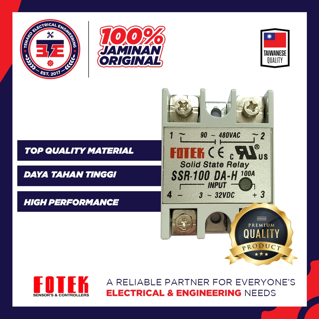 Jual Fotek SSR-100DA-H MADE IN TAIWAN SSR 100DAH Solid State Relay Fotek 100 Amper DC to AC High ...