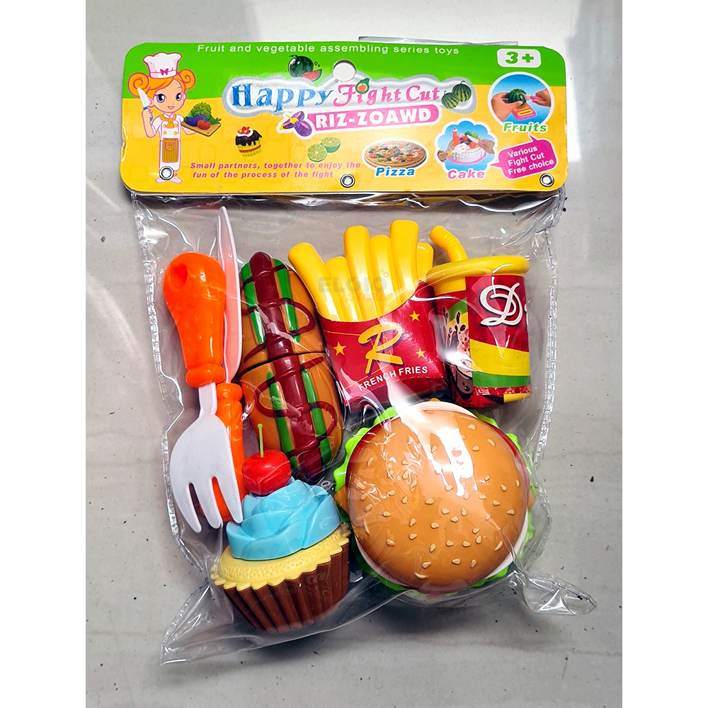 Jual Happy Fight Cut Riz-Zoawd Fast Food Burger / Mainan Masak-masakan ...