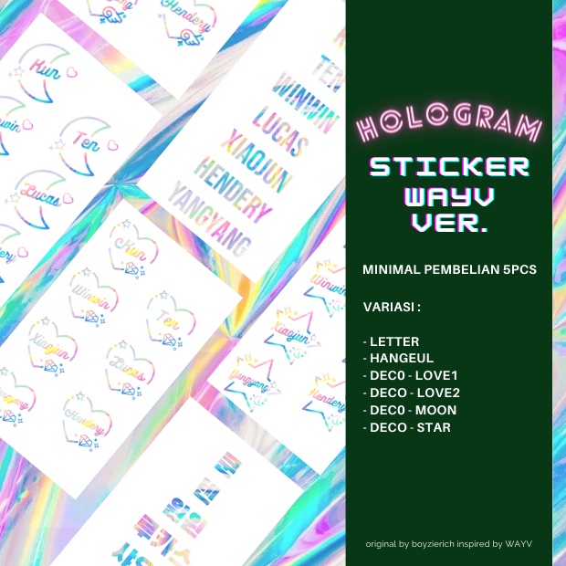 Jual (MIN. 3PCS) STICKER WAYV HOLOGRAM DECO FANMADE STIKER HIASAN ...