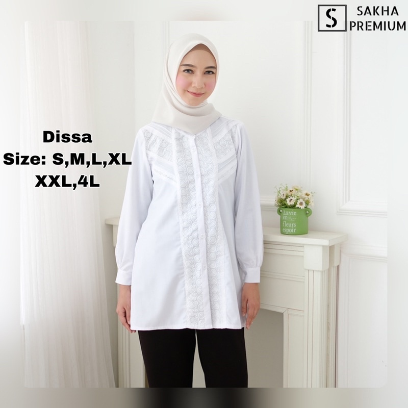 Jual Sakhapremium.id - Dissa Baju Putih Atasan Kemeja Putih PNS Guru Kerja Toyobo Fashion Putih ...