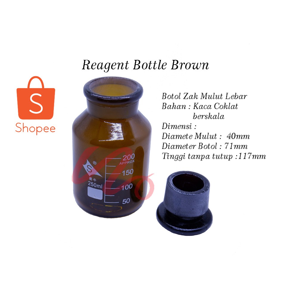 Jual Reagen Botol 250ml Coklat Mulut Lebar RRT | Shopee Indonesia