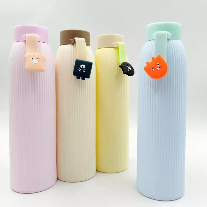 Jual Glass Bottle | Botol Minum Kaca dengan lapis plastik lucu 500 ml ...