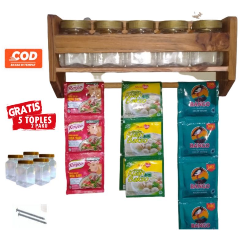 Jual Rak bumbu FREE 5 TOPLES tempat bumbu rak sampiran serbaguna rak ...