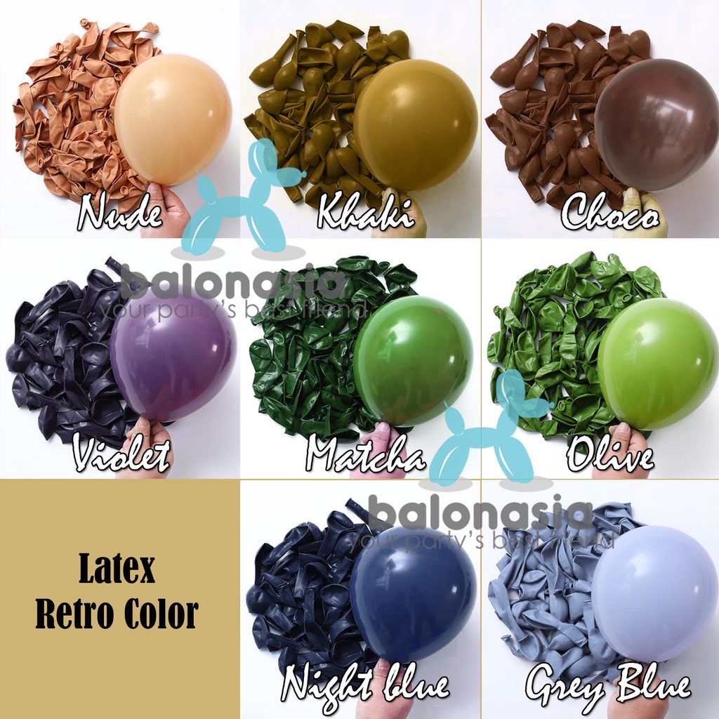 Jual (10pcs) Balon Latex Retro / Matte / doff Color - HELIUM QUALITY ...