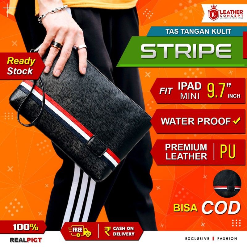 Jual Tas Tangan Pria - Clutch Pria (Stripe) | Shopee Indonesia