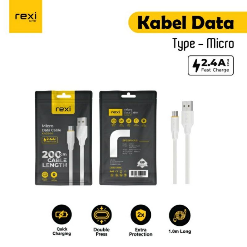 Jual REXI Kabel Data Micro Flat Cable 2.4A KA02-M Fast Charge (2 Meter ...
