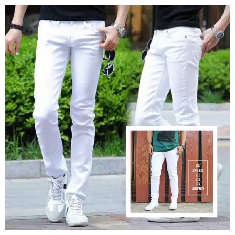 Jual celana jeans putih pria celana jeans putih pria slimfit celana ...