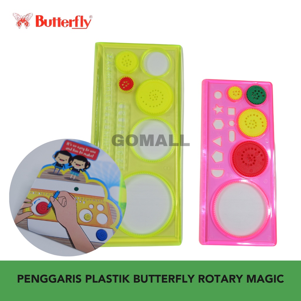Jual Penggaris Bentuk Template Rotary Magic Ruler Large Butterfly ...