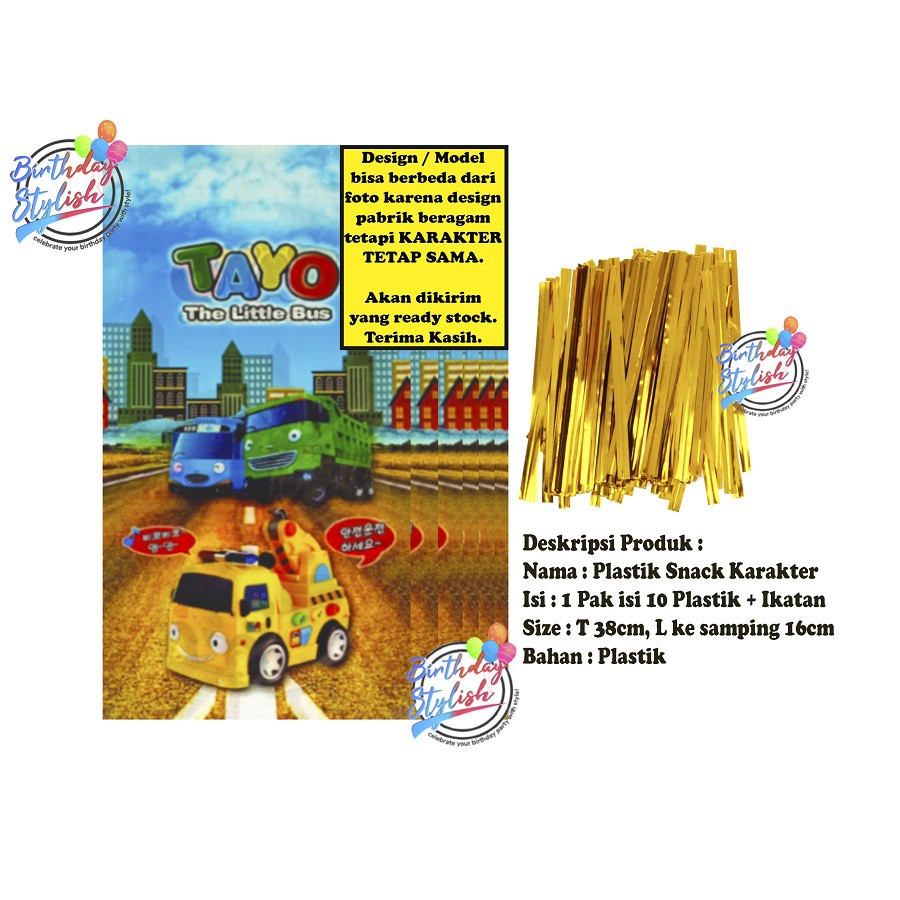 Jual Plastik Tayo Karakter Kecil/ Plastik Ultah Snek Tayo/ Plastik Tayo ...