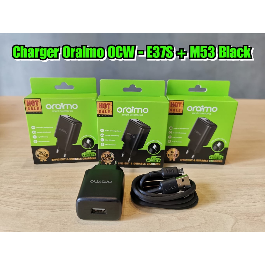 Jual ORAIMO Charger + Kabel Micro USB OCW-E37SP ORIGINAL | Shopee Indonesia
