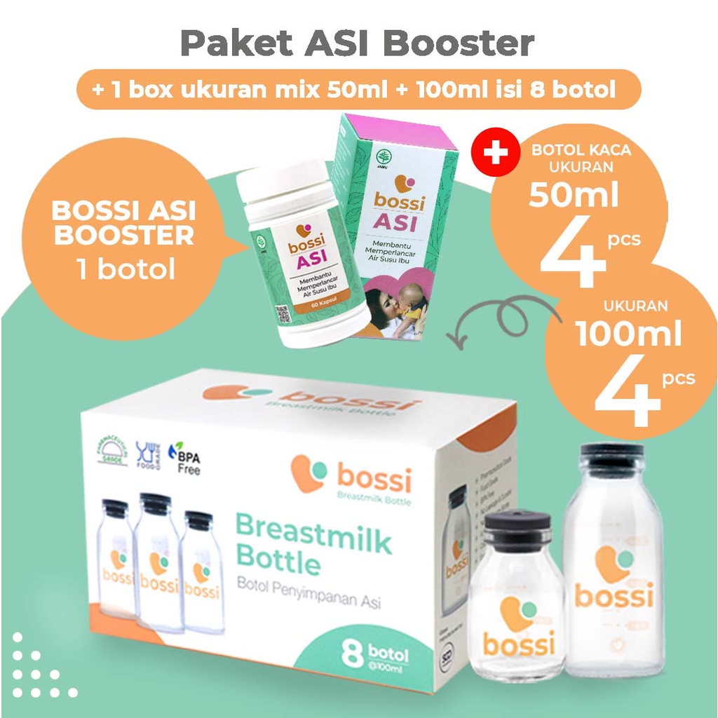 Jual BOSSI PAKET 3 | Bossi ASI Booster dan botol kaca 50ml&100ml isi 8 ...