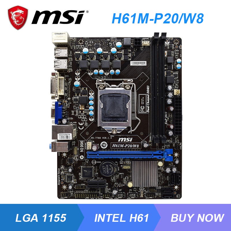 Jual PREORDER Motherboard 1155 DDR3 Motherboard LGA 1155 MSI H61M-P20/W8 Intel H61 Xeon E3-1225 ...