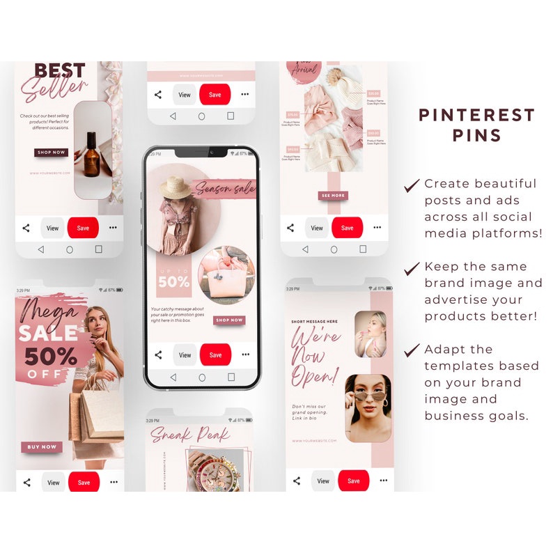 Jual 300+ Template Canva Rose Gold (E-Commerce Bundle Kit) | Shopee Indonesia