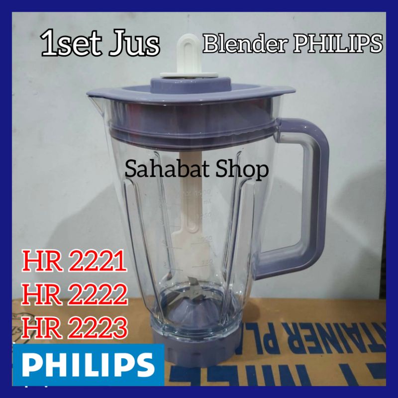 Jual FULLSET GELAS JUS + PISAU 1SET BLENDER PHILIPS HR 2221 2222 2223 ...