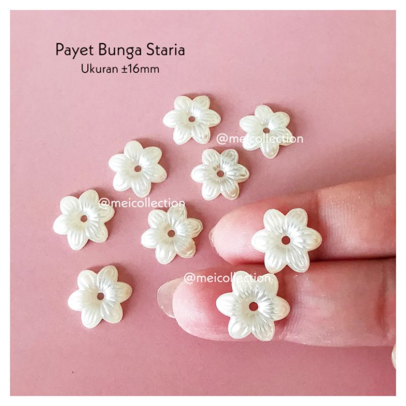 Jual payet bunga mutiara mote kelopak broken white jania atalia seruni ...