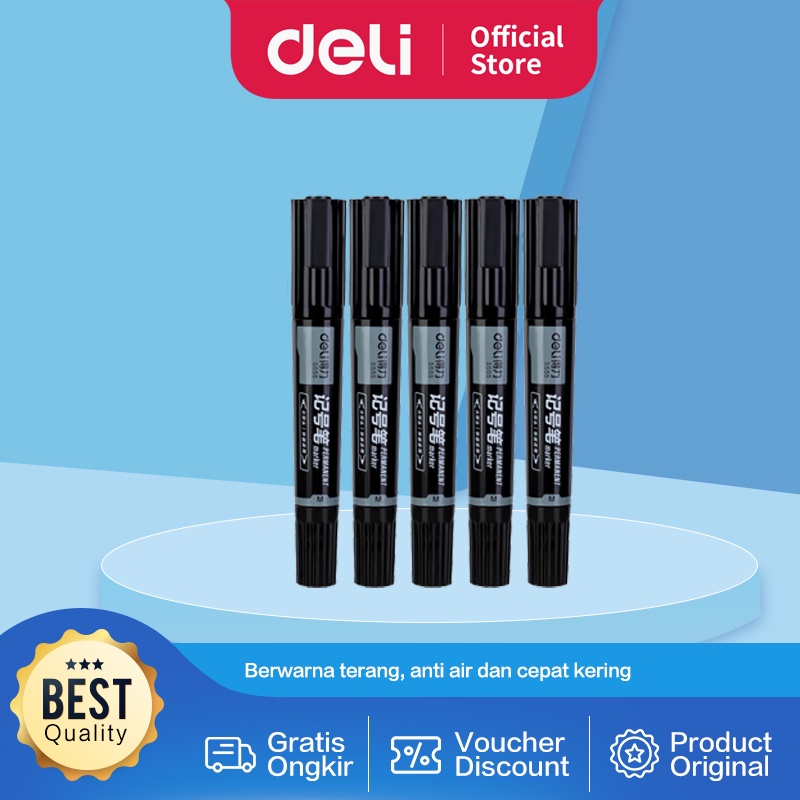 Jual Deli Permanent Marker Dual Tip / Spidol Permanen Dua Sisi Anti Air ...
