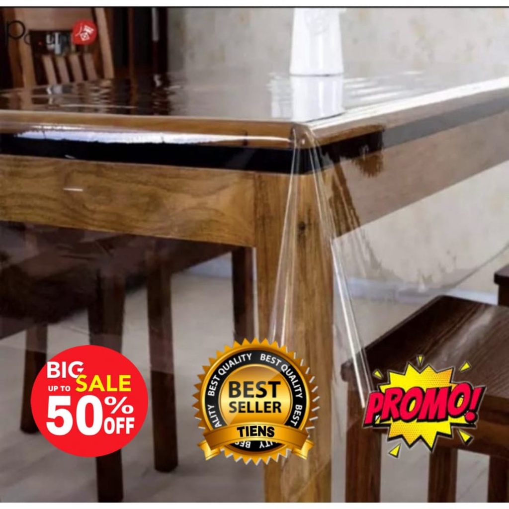 Jual taplak meja transparan DISKON 50% taplak meja pvc bening tebal anti air Plastik Mika Alas ...