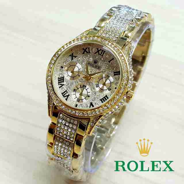 Jual Rolex Wanita | Rolex Rantai Romawi Full Diamond Full Gold B_SWH ...