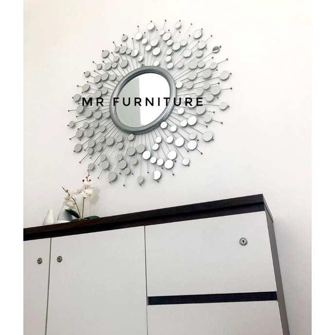 Jual Cermin Dinding Cermin Hias Model Sunburst Silver | Shopee Indonesia