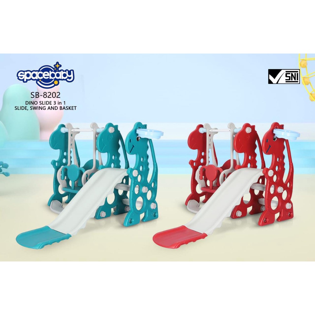 Jual mainan anak perosotan ayunan 3 in 1 slide swing model dino sb 8202 DAN SB 8201 space baby ...