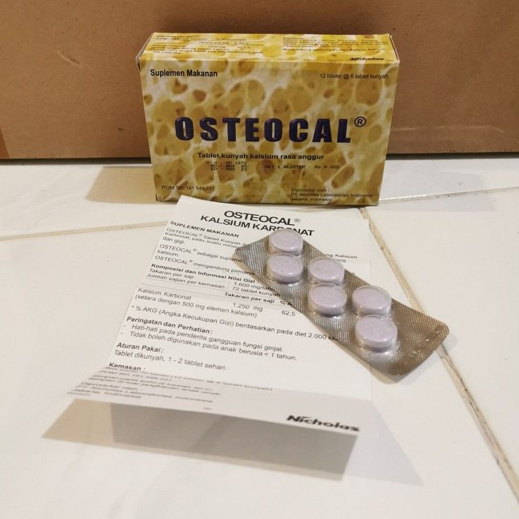 Jual osteocal tablet kunya kalsium rasa anggur strip | Shopee Indonesia