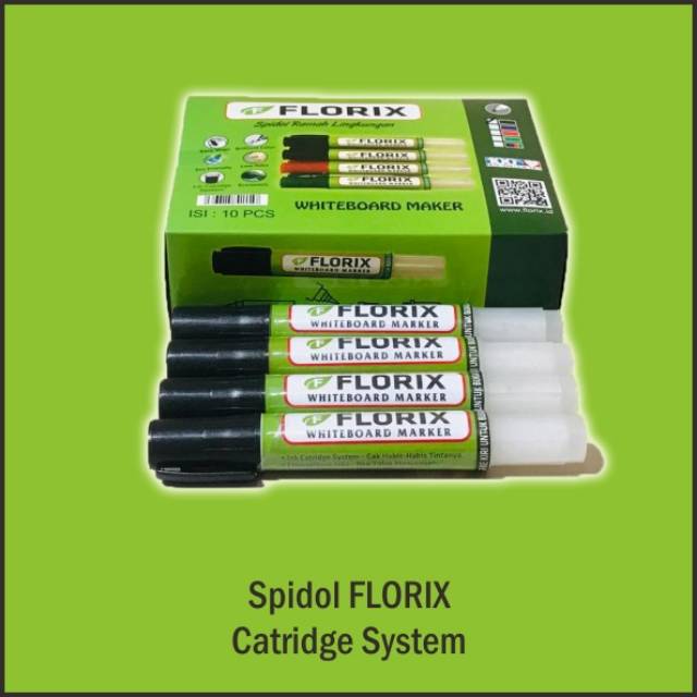 Jual Spidol Whiteboard florix"Catridge Systema"hitam,isi 10 apidol ...