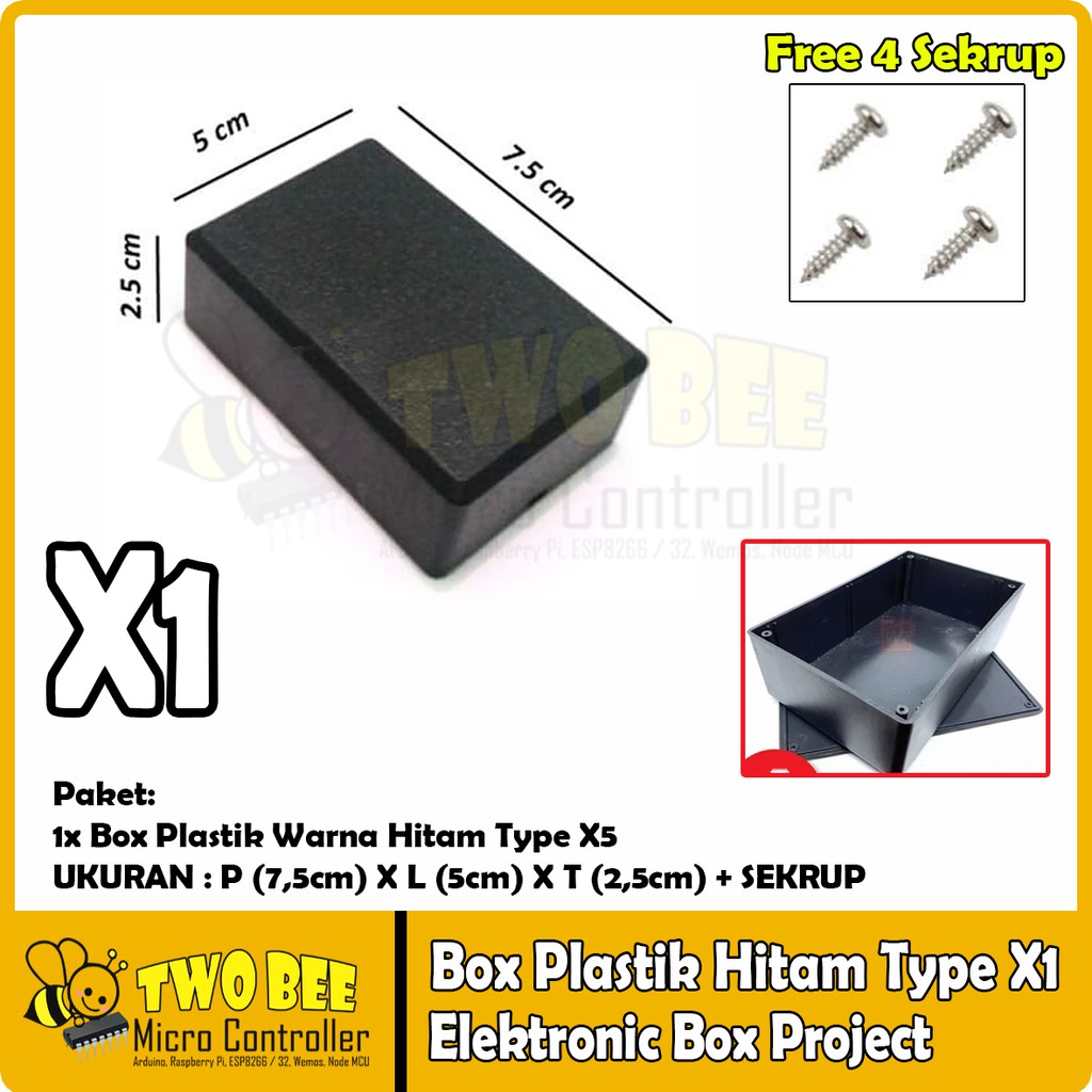 Jual BOX Plastik Hitam Type X1 Free Sekrup - Electronic Box Project ...