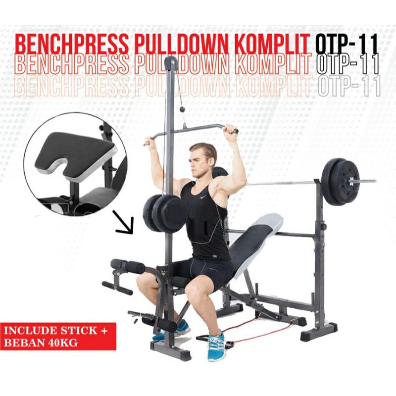 Jual Bench Press Lattpulldown Plus Stick dan Beban 40 Kg | Shopee Indonesia
