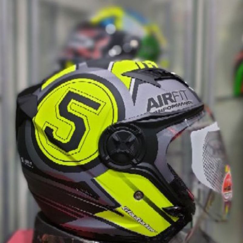 Jual HELM NHK GLADIATOR JUMPER DOBLE VISOR GREY YELLOW DOFF,GREY PINK ...