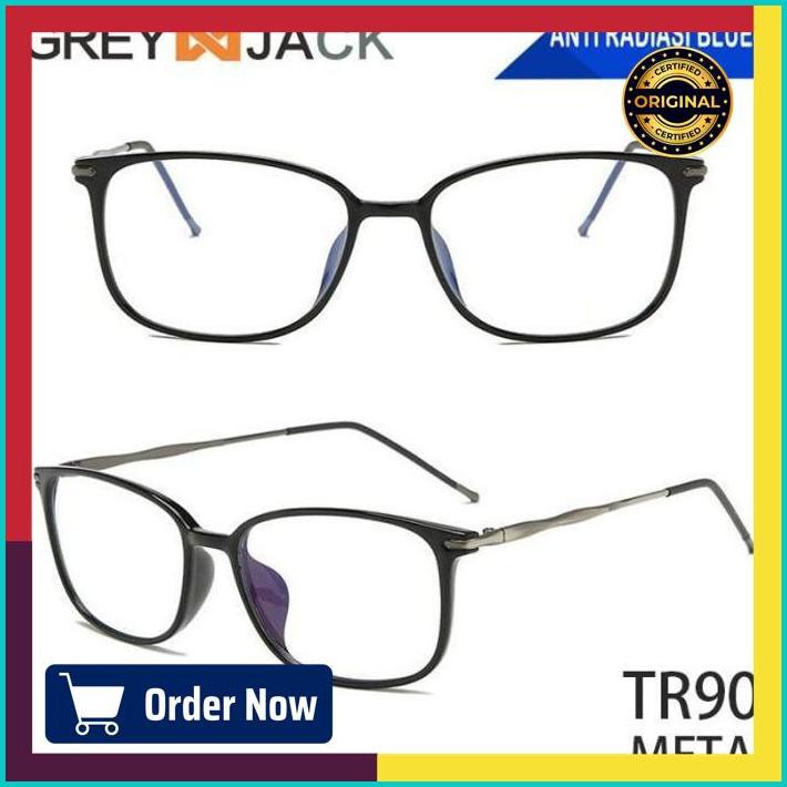 Jual Grey Jack/kacamata antiradiasi blueray TR90+metal terbaru unisex 9903 - black glossy ...
