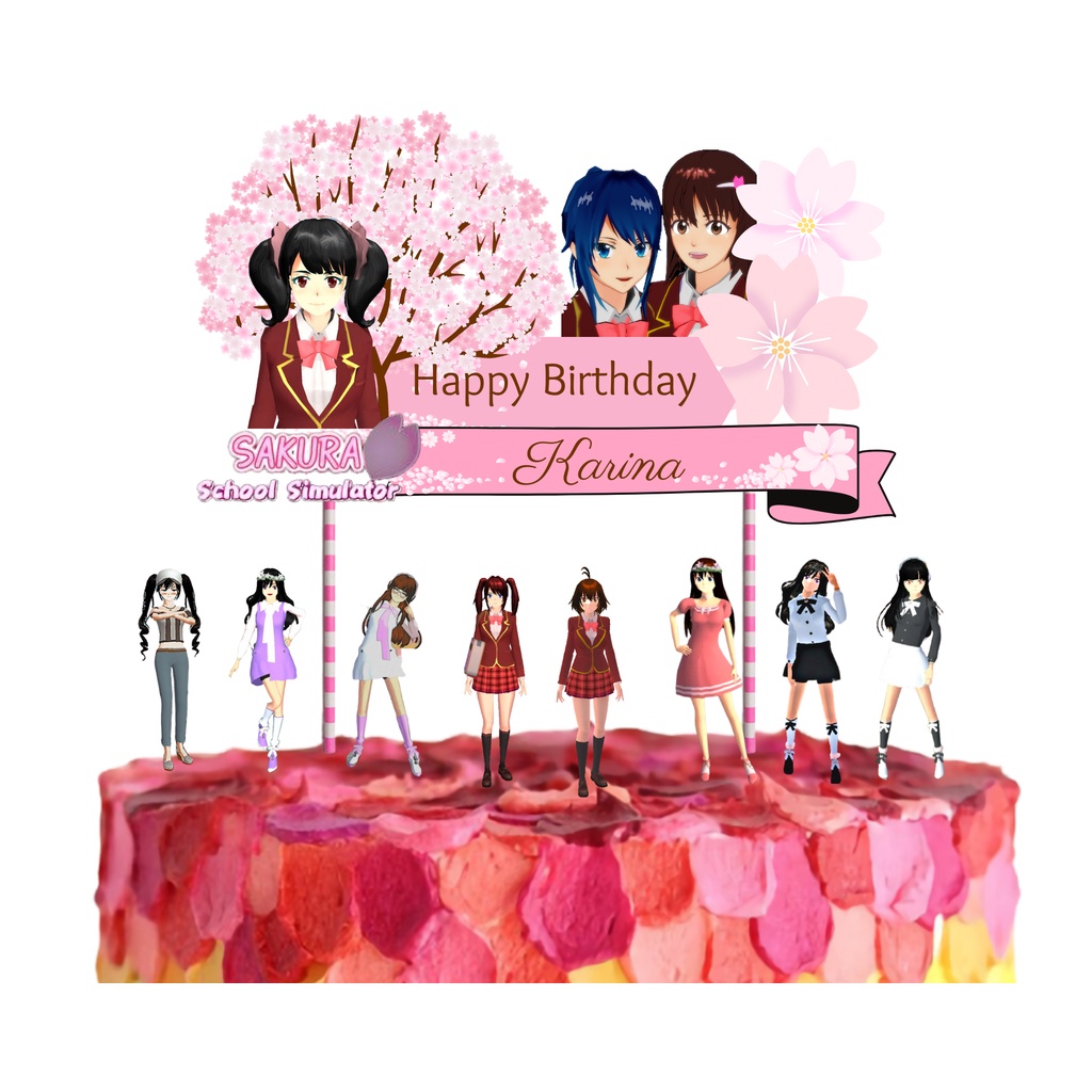 Jual Topper Cake Sakura school simulator, Hiasan kue happy birthday ...