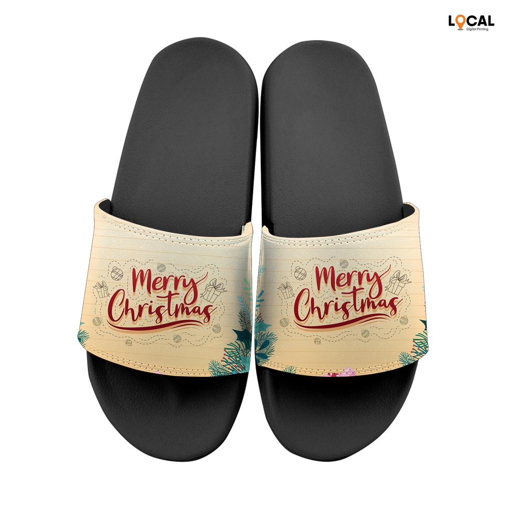 Jual Sandal Slop Christmas Edition Sablon Custom Satuan Print DTF ...