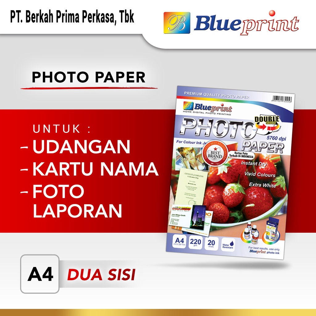 Jual Kertas Foto Dua Sisi , Double Sided Photo Paper BLUEPRINT A4 220 ...