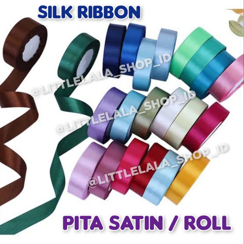 Jual Pita Kain Satin Roll 2cm 3/4 inchi /roll/pita merah emas sliver ...