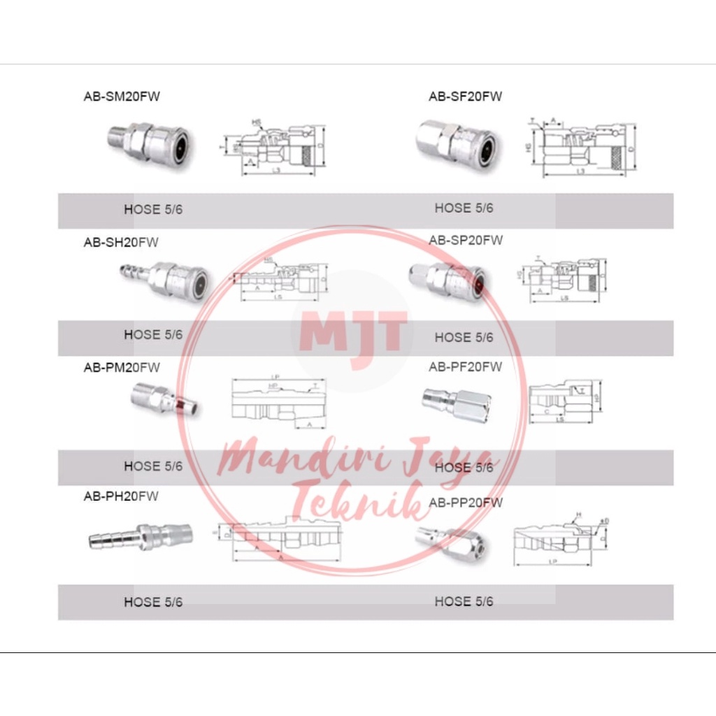 Jual Quick Coupler SP 20 Sambungan Selang Kompresor Recoil Cuk Kopler ...